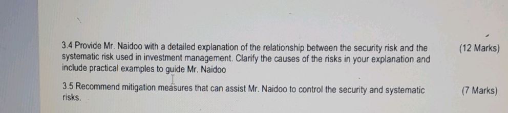 3.4 Provide Mr. Naidoo with a detailed | StudyX