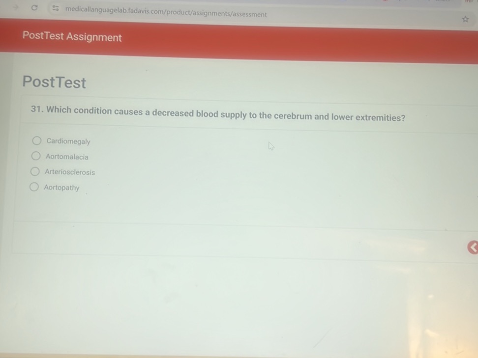 31. Which condition causes a decreased blood | StudyX