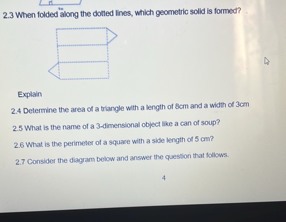 2.3 When folded along the dotted lines, | StudyX