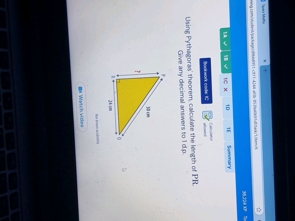 Using Pythagoras' theorem, calculate the | StudyX