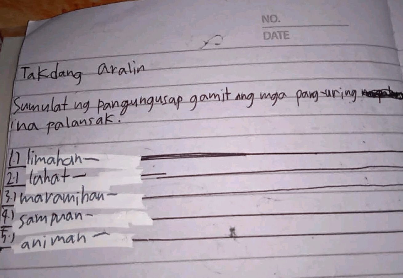 Takdang aralin Sumulat ng pangungusap gamit | StudyX