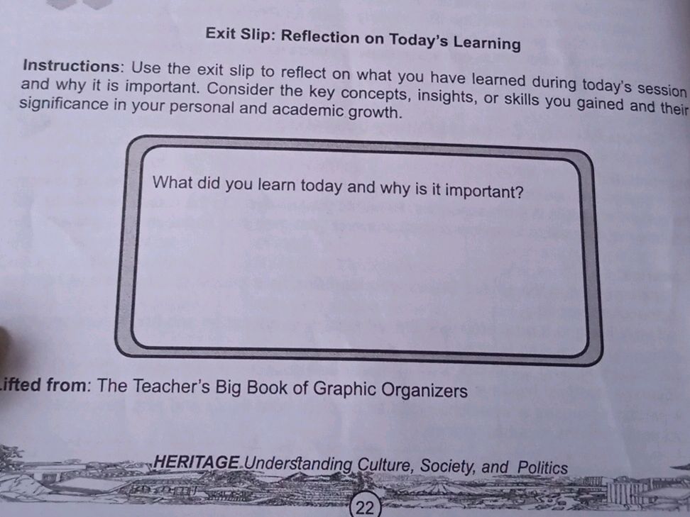 Instructions: Use the exit slip to reflect | StudyX