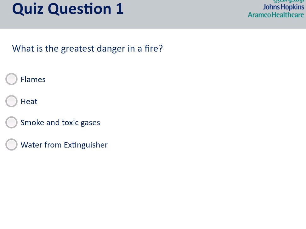What is the greatest danger in a fire? | StudyX