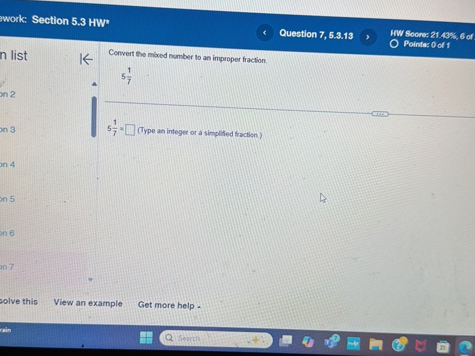Convert the mixed number to an improper | StudyX