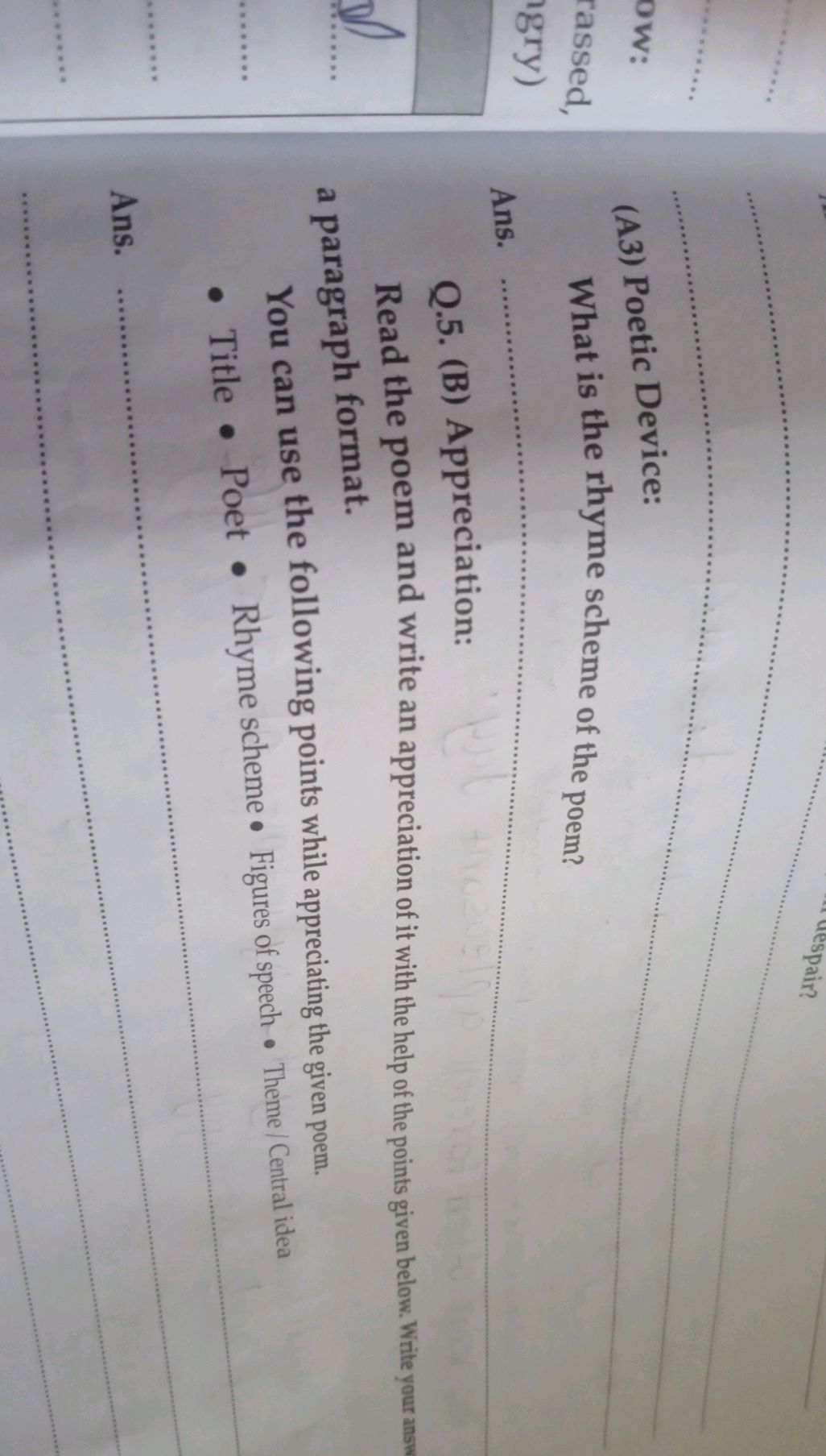 (A3) Poetic Device: What is the rhyme scheme | StudyX