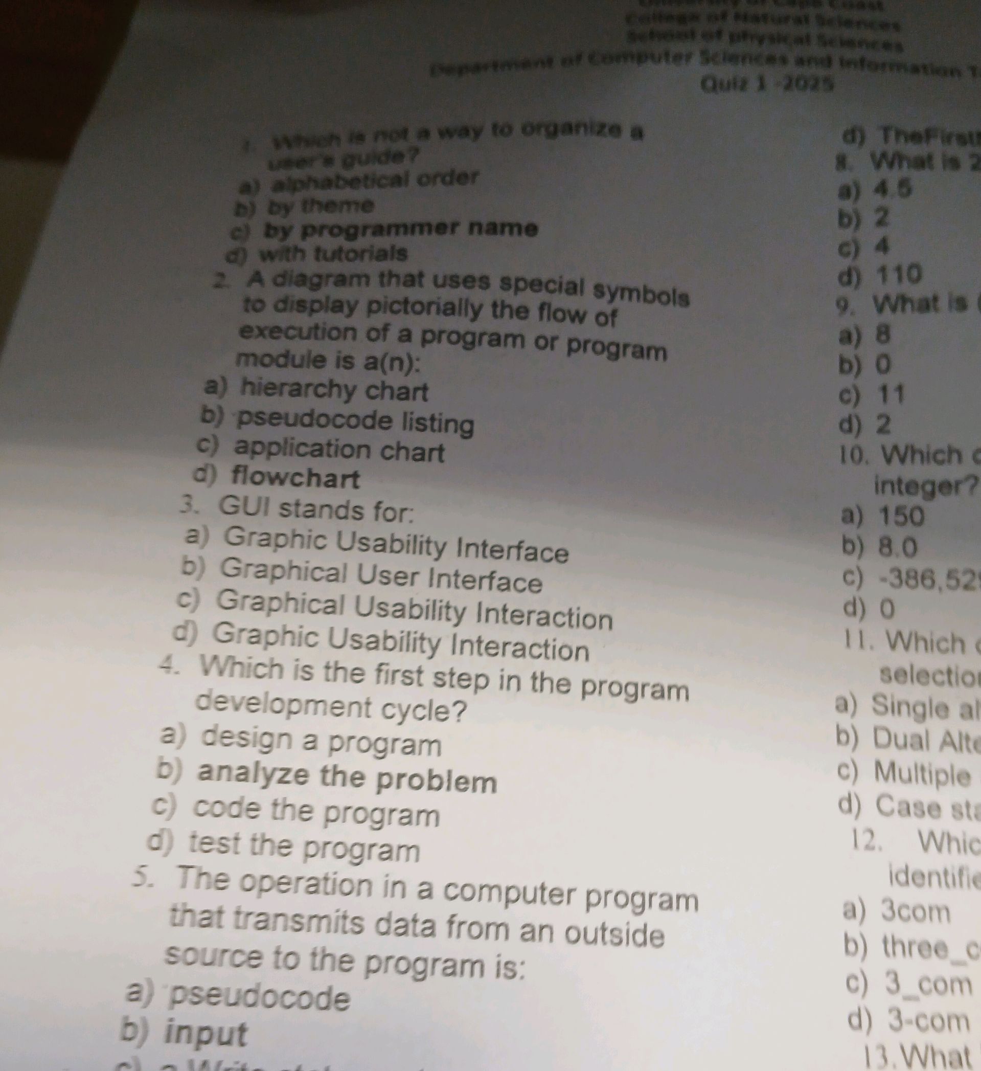 1. Which is not a way to organize a user's | StudyX