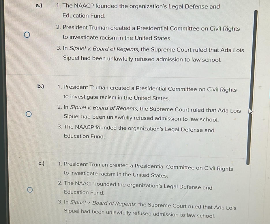 a.) 1. The NAACP founded the organization's | StudyX