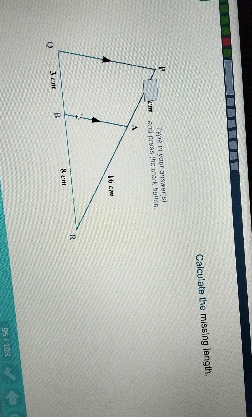 Calculate the missing length. There is a | StudyX