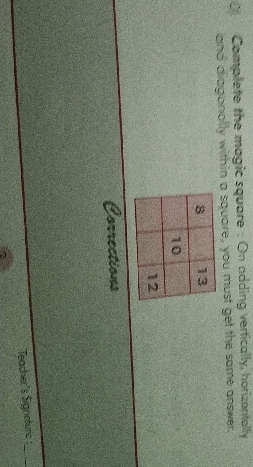 Complete the magic square : On adding | StudyX
