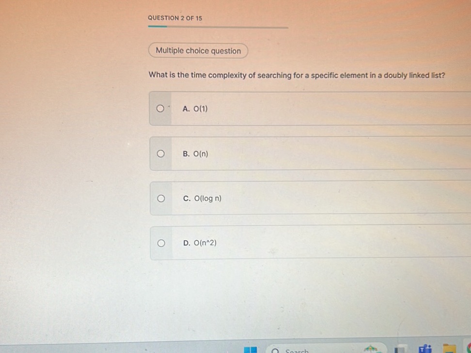 What is the time complexity of searching for | StudyX