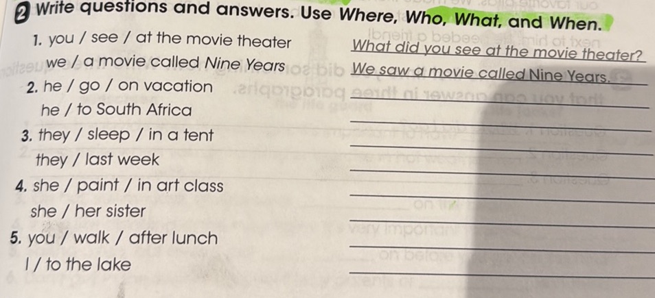 2 Write questions and answers. Use Where, | StudyX
