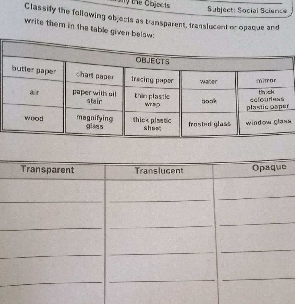 Classify the following objects as | StudyX