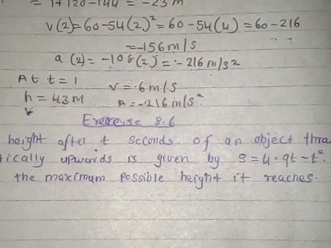 Exercise 8.6 height after t seconds of an | StudyX