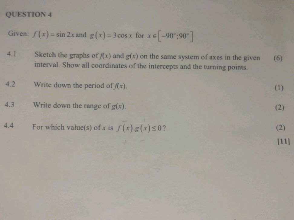 QUESTION 4 Given: $f(x) = ext{sin } 2x$ | StudyX