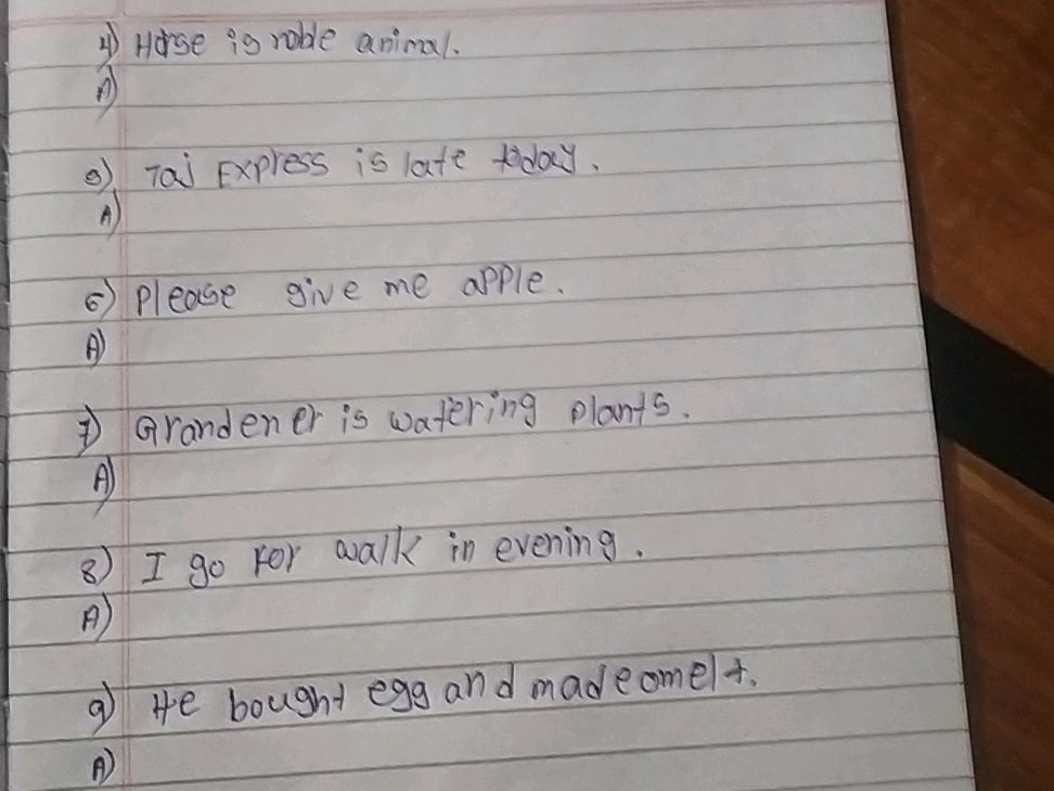 4) Horse is roble animal. A) 5) Taj | StudyX