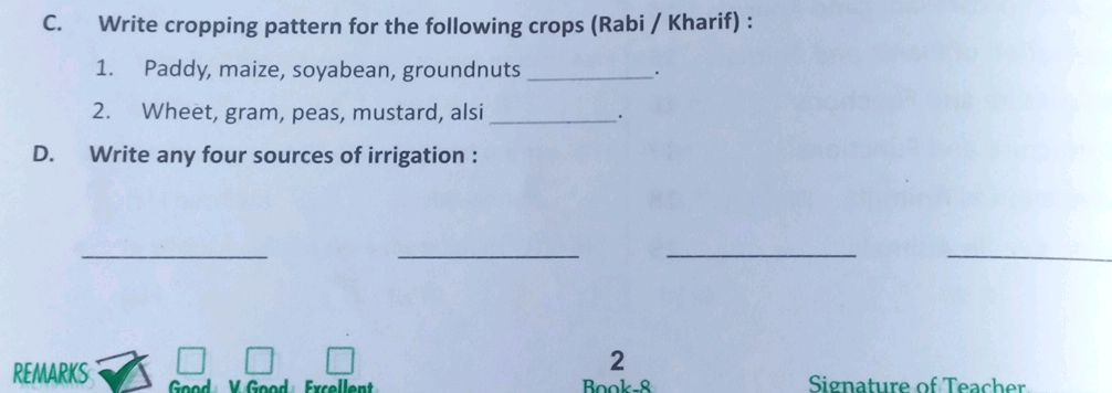 C. Write cropping pattern for the following | StudyX
