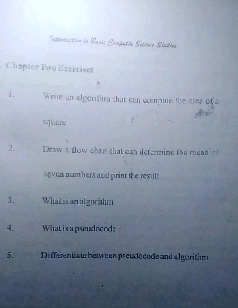 1. Write an algorithm that can compute the | StudyX