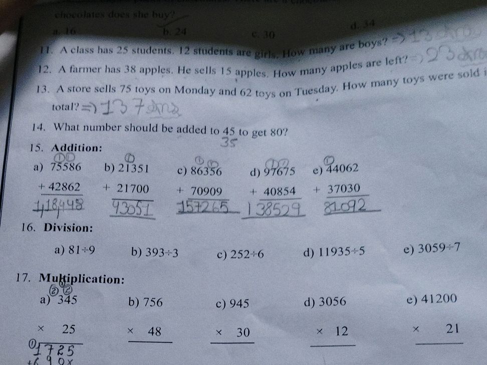 A class has 25 students. 12 students are