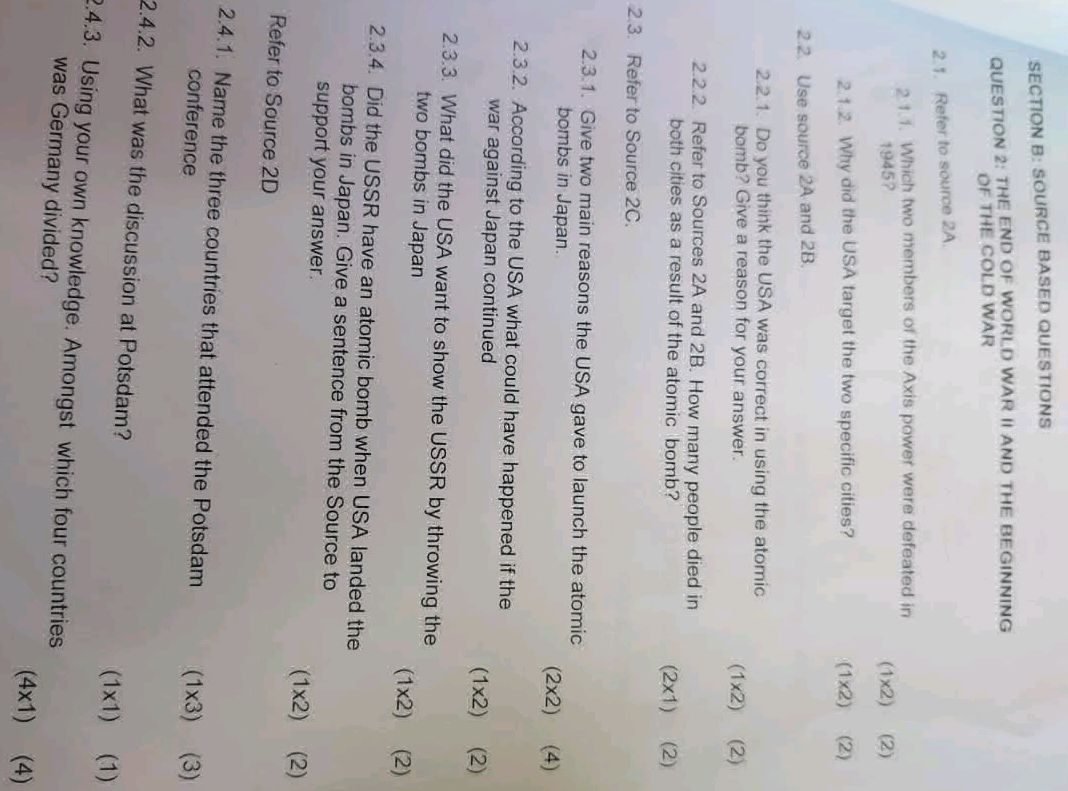 SECTION B: SOURCE BASED QUESTIONS QUESTION | StudyX