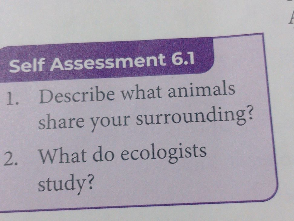 1. Describe what animals share your | StudyX