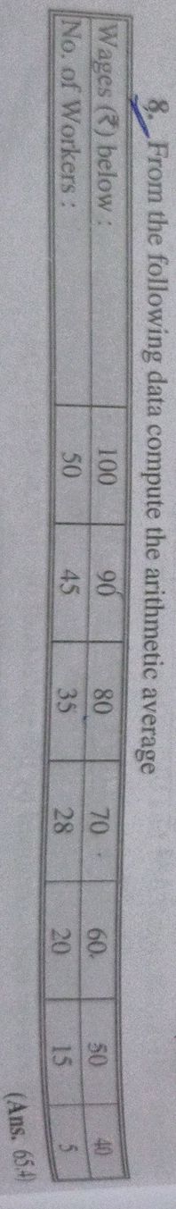 8. From the following data compute the | StudyX