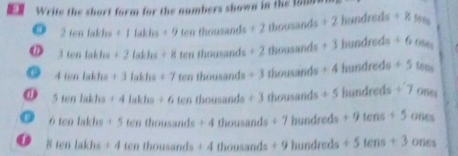 Write the short form for the numbers shown | StudyX