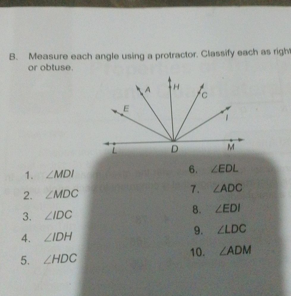 Measure each angle using a protractor. | StudyX