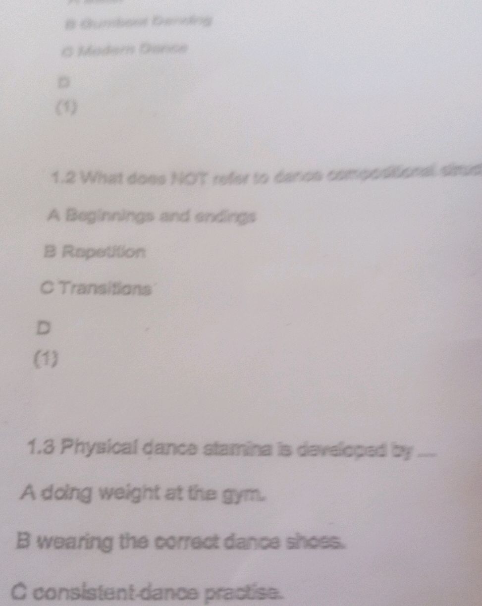 1.2 What does NOT refer to dance | StudyX