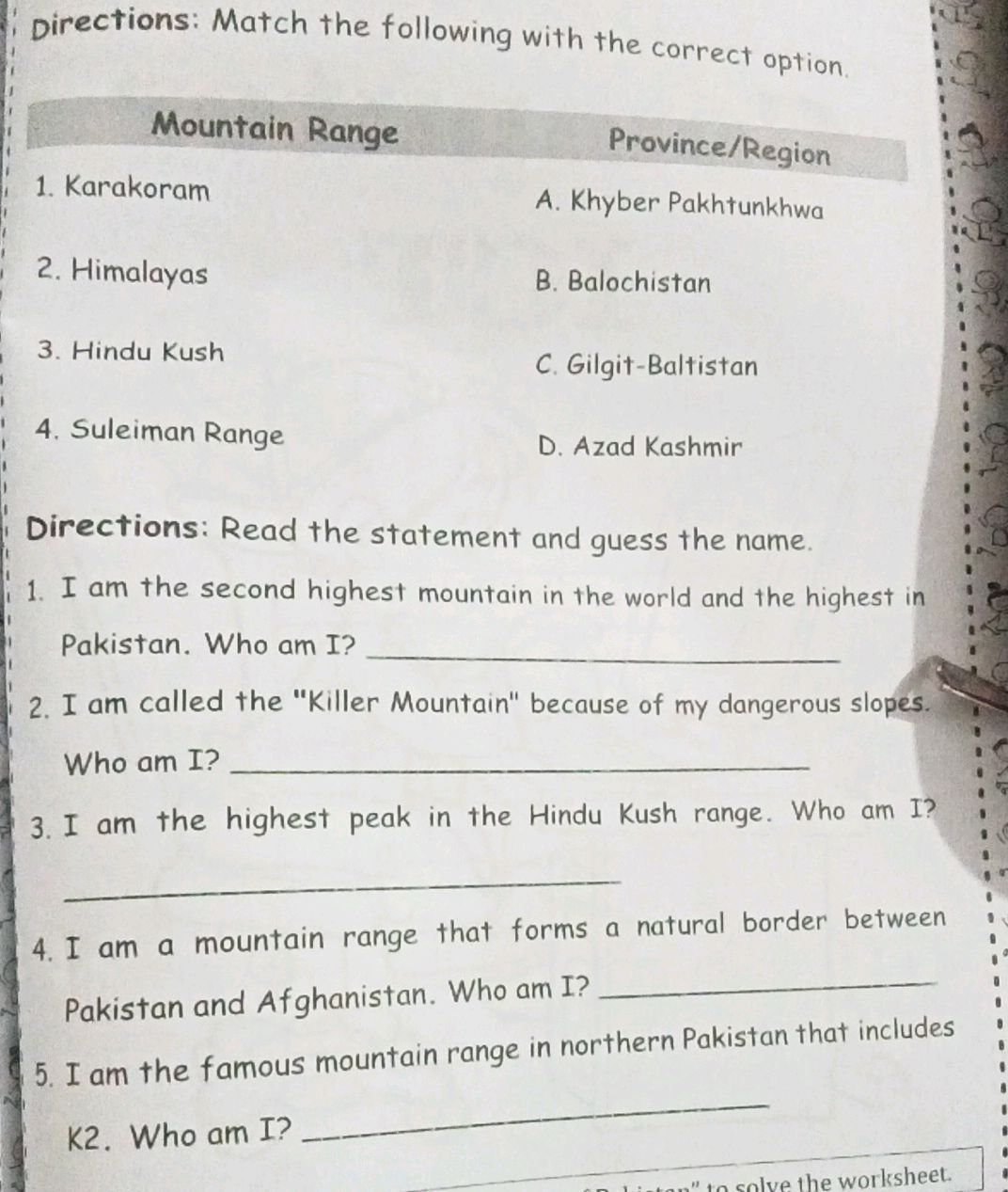 Directions: Match the following with the | StudyX