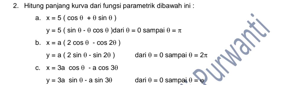 2. Hitung panjang kurva dari fungsi | StudyX