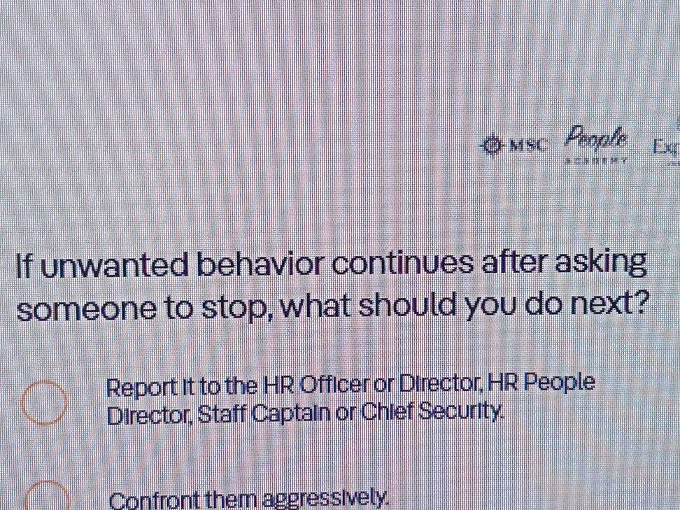 If unwanted behavior continues after asking | StudyX