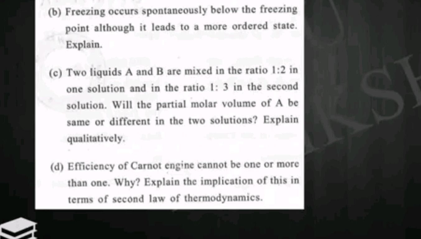 (b) Freezing occurs spontaneously below the | StudyX