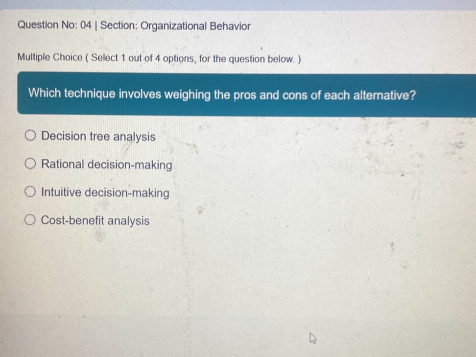 Which technique involves weighing the pros | StudyX