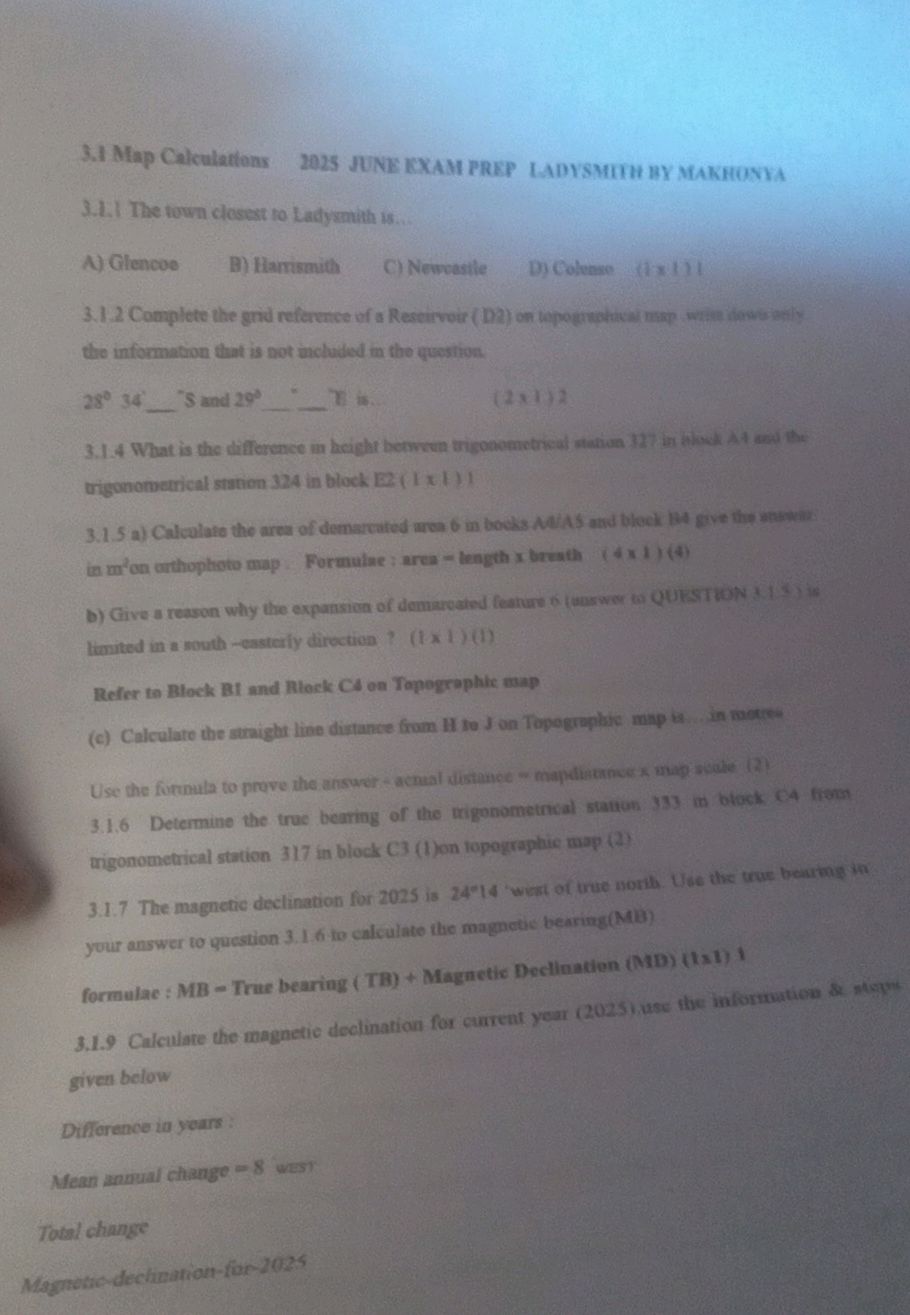 3.1 Map Calculations 2025 JUNE EXAM PREP | StudyX