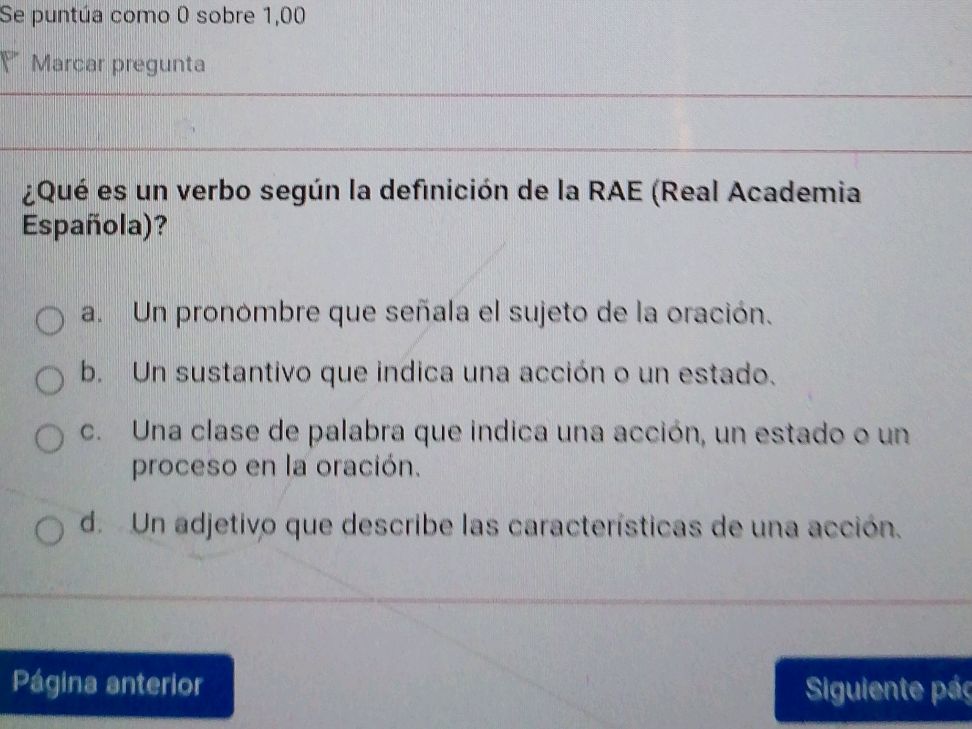 ¿Qué es un verbo según la definición de la | StudyX