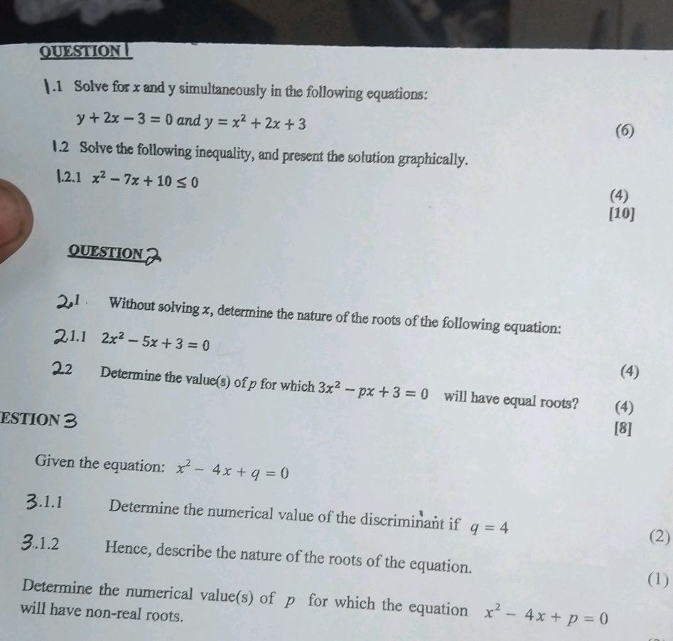 1.1 Solve for x and y simultaneously in the | StudyX