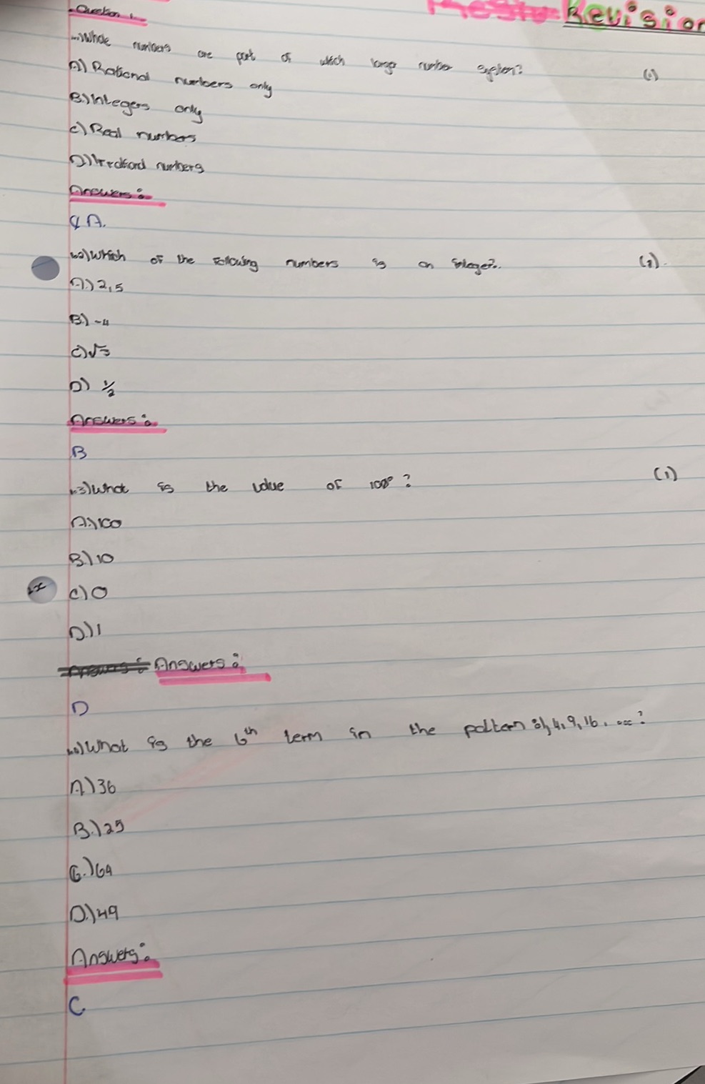 1) Whole numbers are part of which large | StudyX