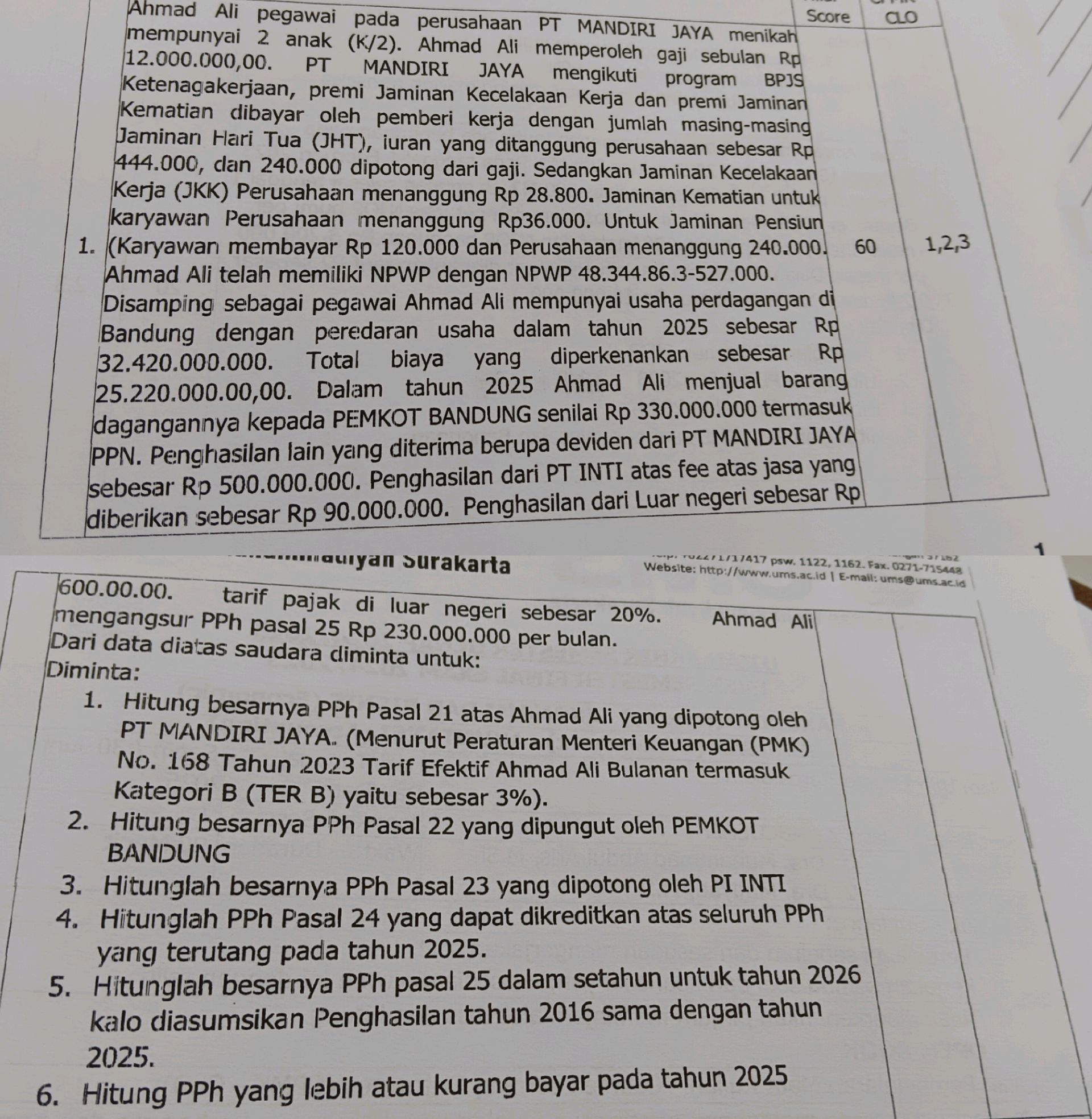 Diminta: 1. Hitung besarnya PPh Pasal 21 | StudyX