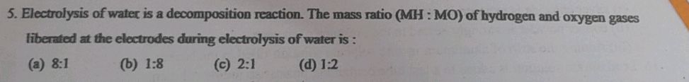 5. Electrolysis of water is a decomposition | StudyX