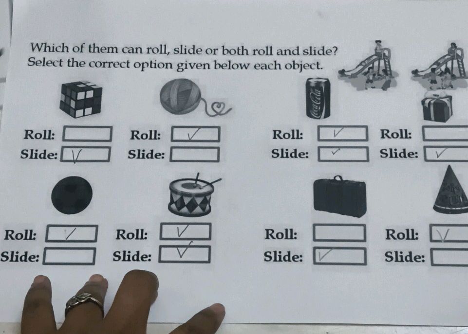 Which of them can roll, slide or both roll | StudyX