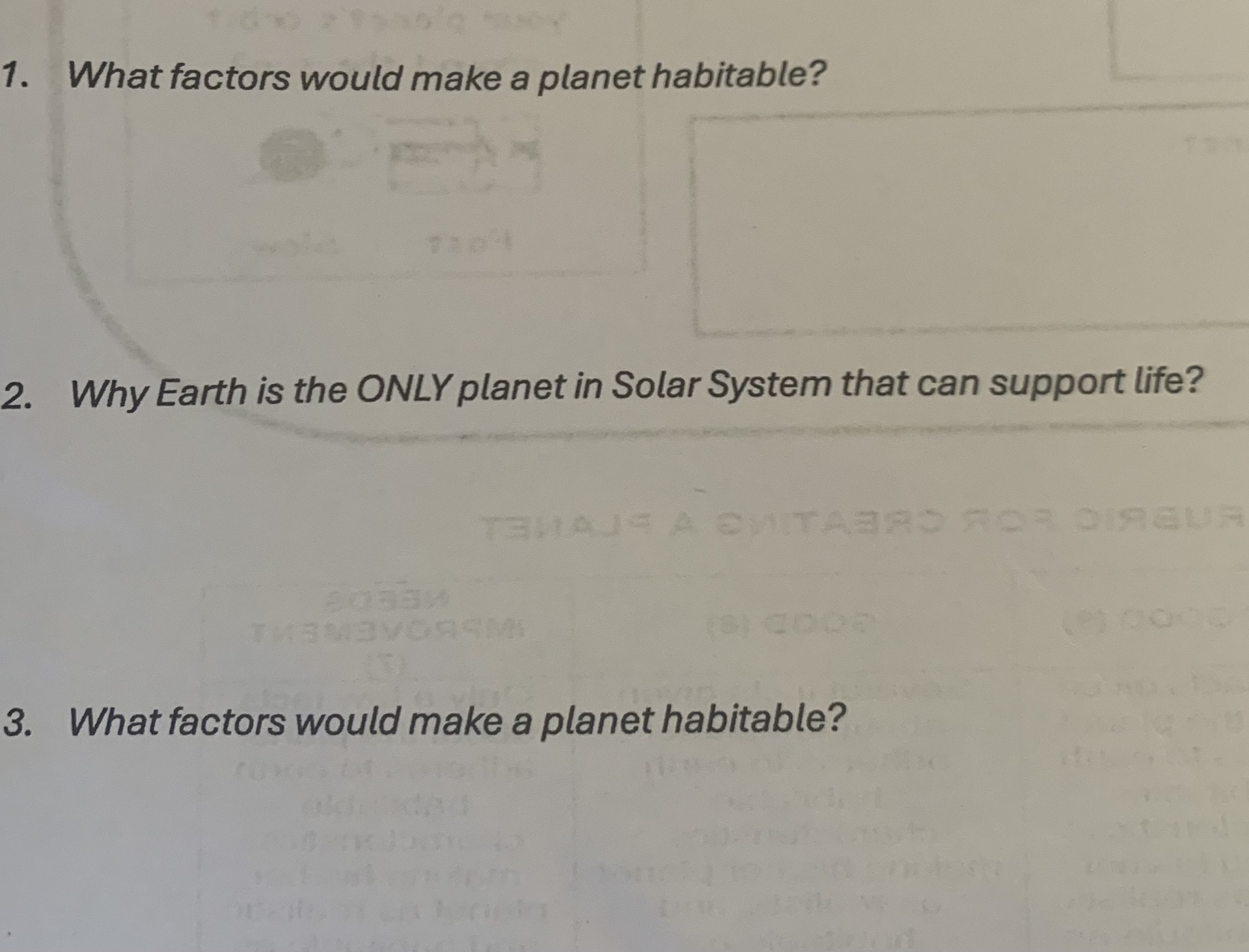 1. What factors would make a planet | StudyX