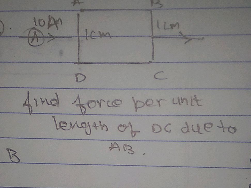 Find force per unit length of DC due to AB. | StudyX