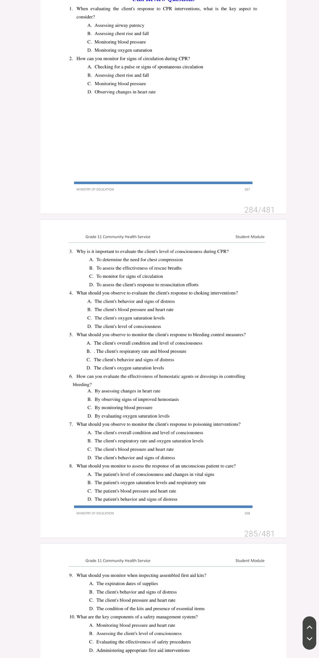 1. When evaluating the client's response to | StudyX