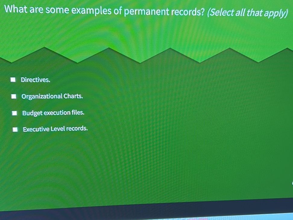 What are some examples of permanent records? | StudyX
