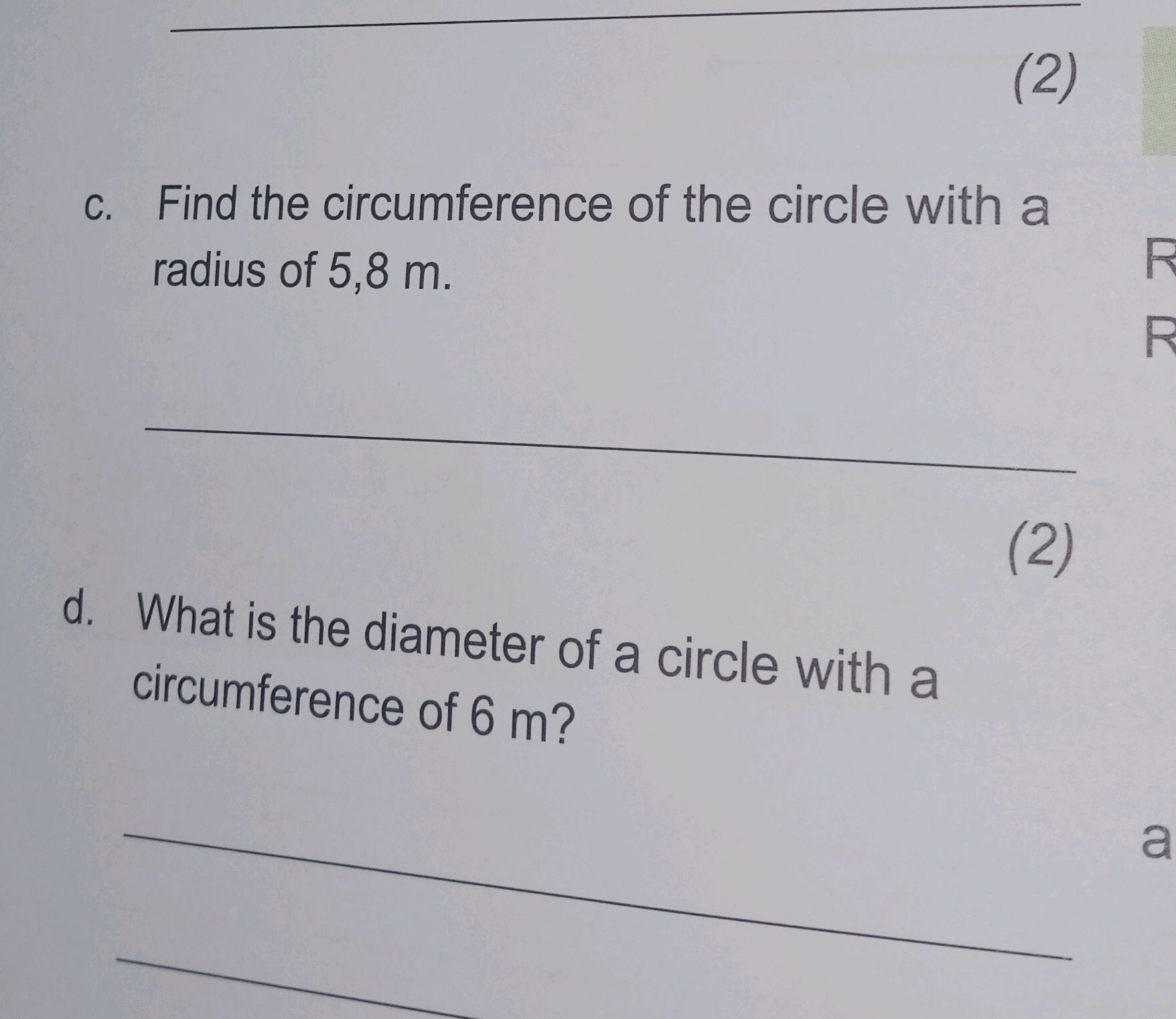 c. Find the circumference of the circle with | StudyX