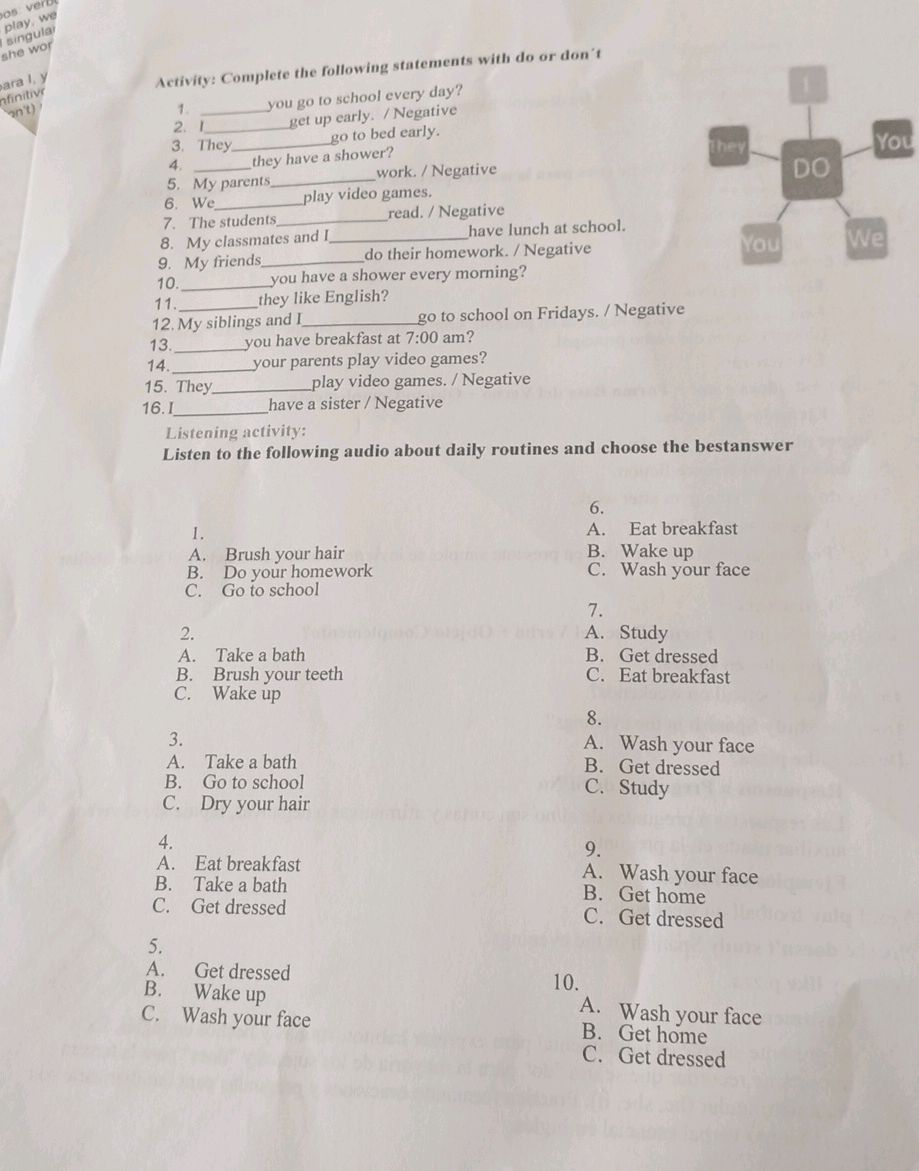Activity: Complete the following statements | StudyX