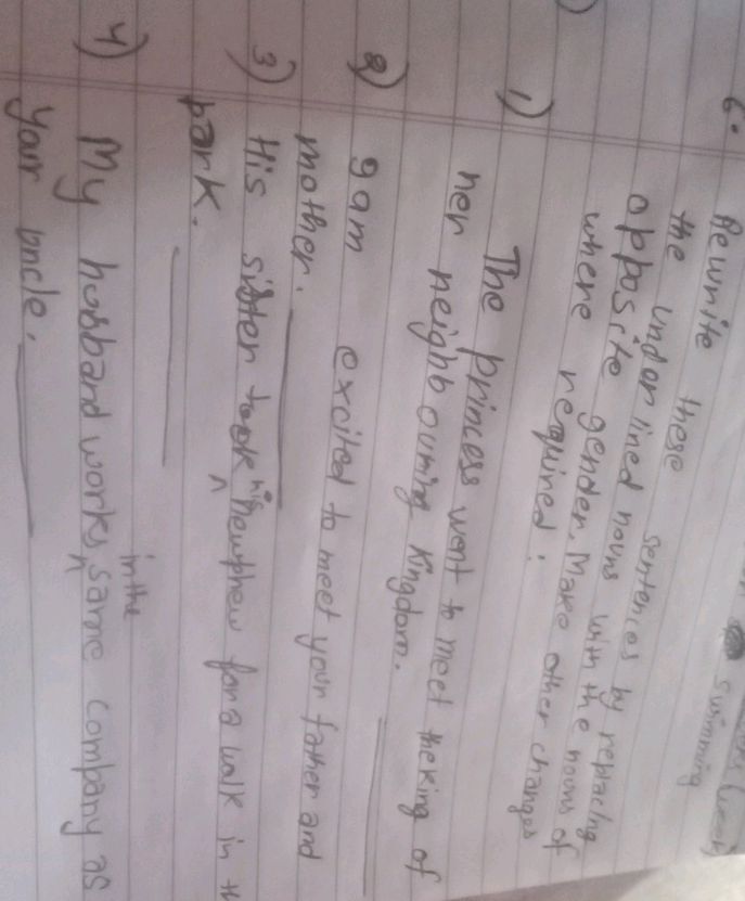 6. Rewrite these sentences by replacing the | StudyX