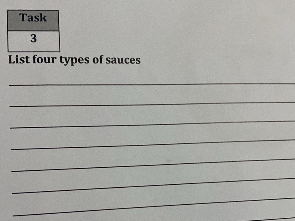 List four types of sauces | StudyX