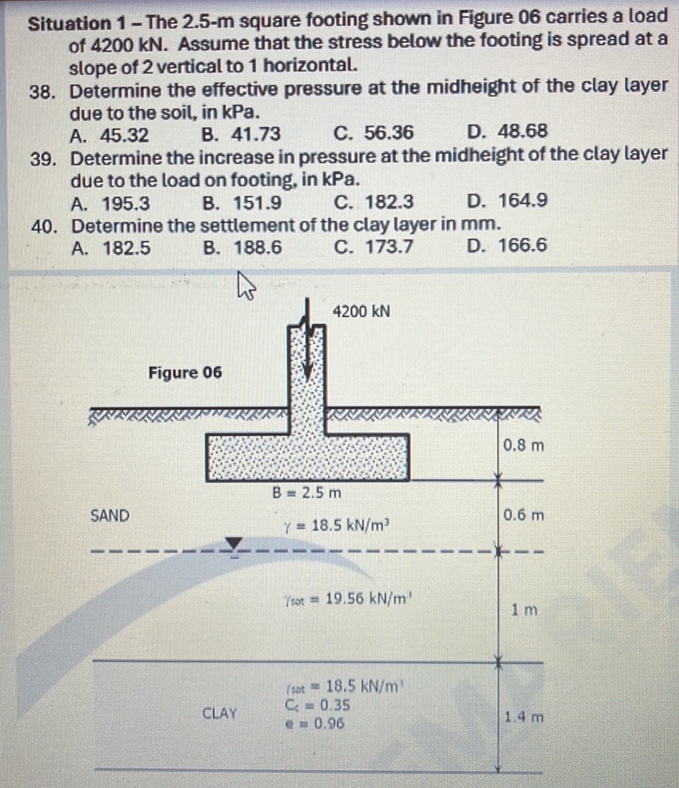 Situation 1 - The 2.5-m square footing shown | StudyX