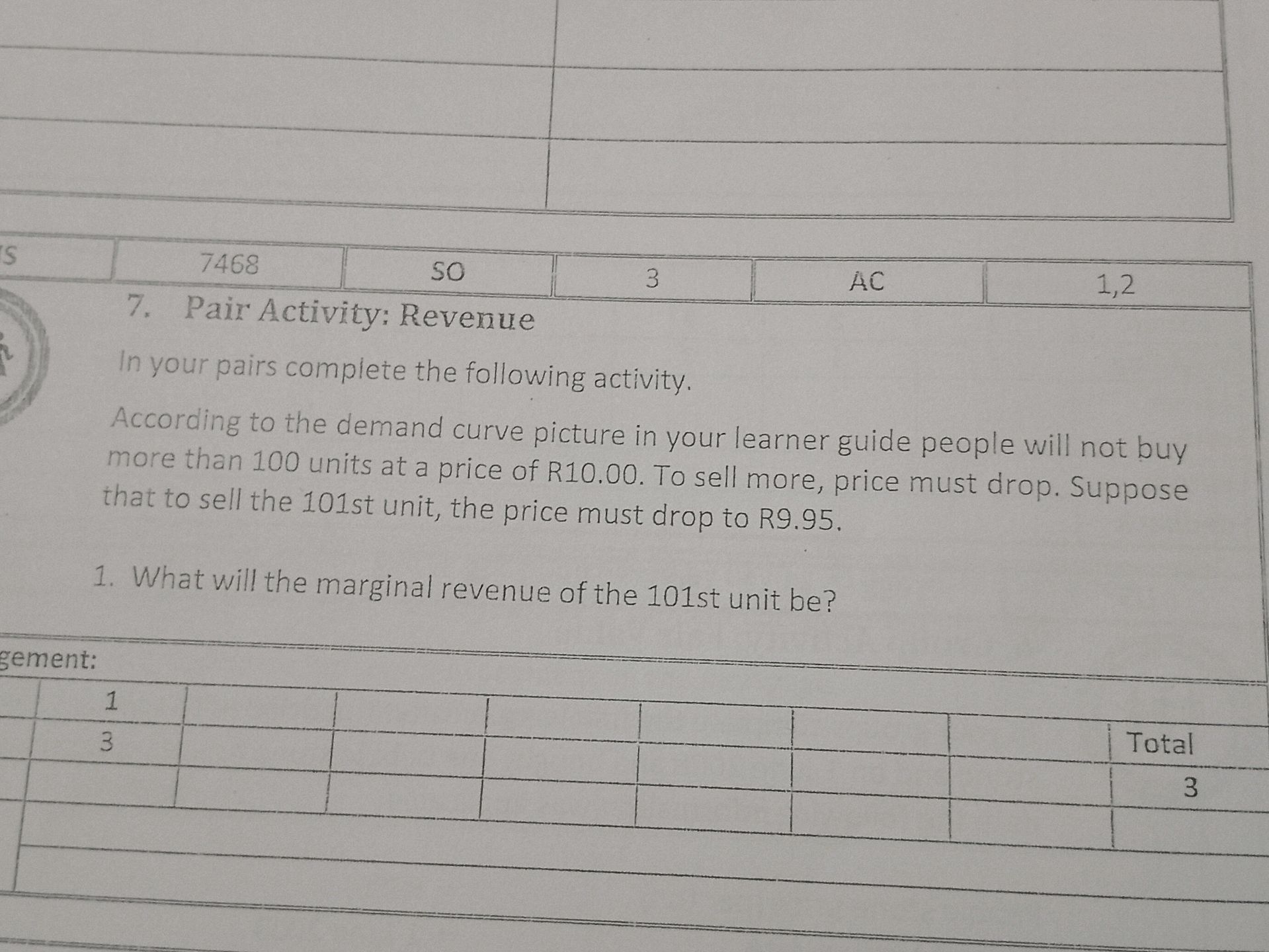 7. Pair Activity: Revenue In your pairs | StudyX